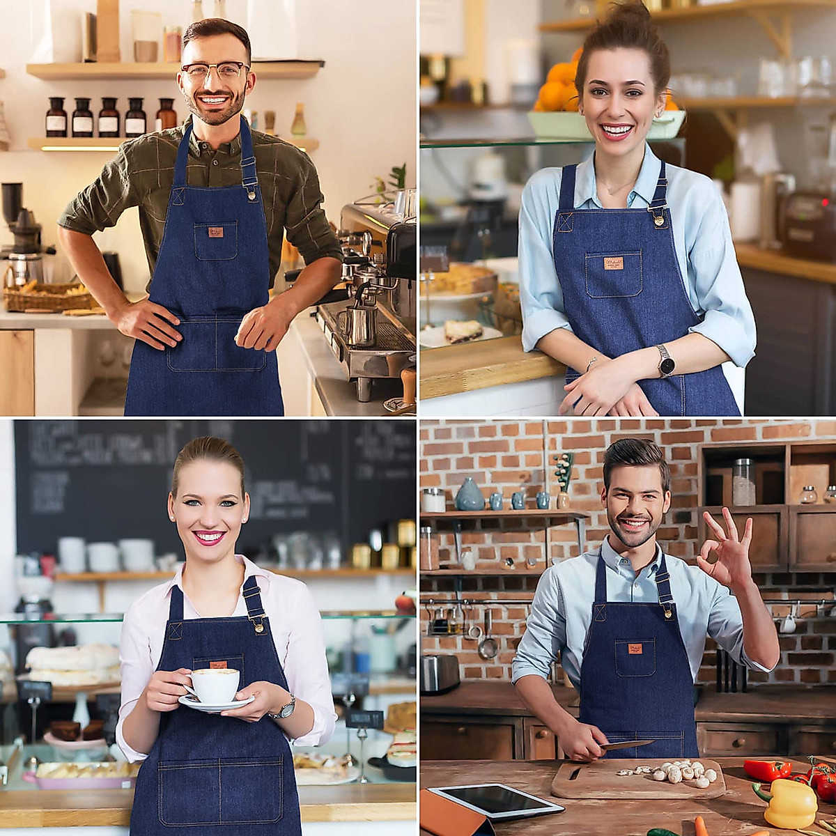 Lazynice Unisex Aldult Jeans Apron For Men, Women Apron Chef Cotton Denim Apron With 3 Pockets Kitchen Cooking Baking Wear, Gardening,Painting, BBQ, Art,DIY,Drawing (Unisex Apron Aldults)