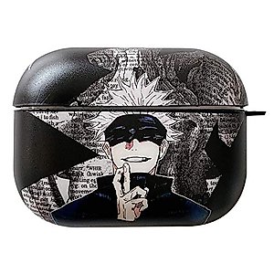 VARWANEO Case for Airpods Pro, Japanese Anime Jujutsu Kaisen Cover for Airpods Pro, 3D Cool Soft TPU Shell Earphone Protective Case for Airpods 3 Charging Box Covers (Gojo Satoru 1)