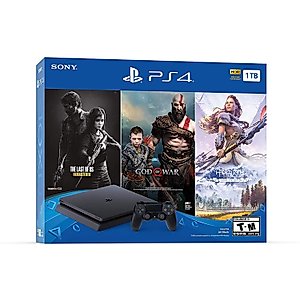 Newest Flagship Sony Play Station 4 1TB HDD Only on Playstation PS4 Console Slim Bundle - Included 3X Games (The Last of Us, God of War, Horizon Zero Dawn) 1TB Hard Drive Incredible Games -Jet Black