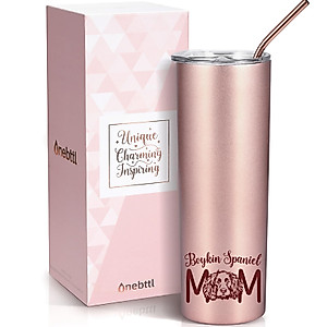 Onebttl Dog Mom Gifts, Dog Lover Gifts for Women, Best Dog Mom Ever, 20 oz Rose Gold Insulated Tumbler - Boykin Spaniel Mom