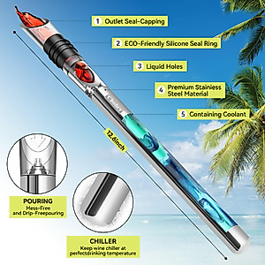 Wine Chiller - Wine Cooler Stick, 3 in 1 Stainless Steel Wine Bottle Chiller with Aerator and Pourer, The Best Holiday Gifts.