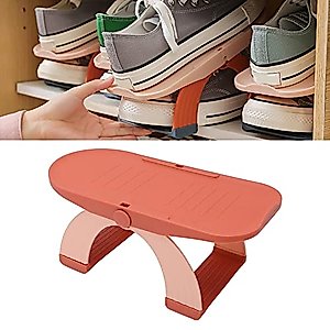 Qinlorgo Shoe Slots Organizer, Space Saving Shoe Stacker Double Layer Practical Handy for Home for Apartment (Orange)