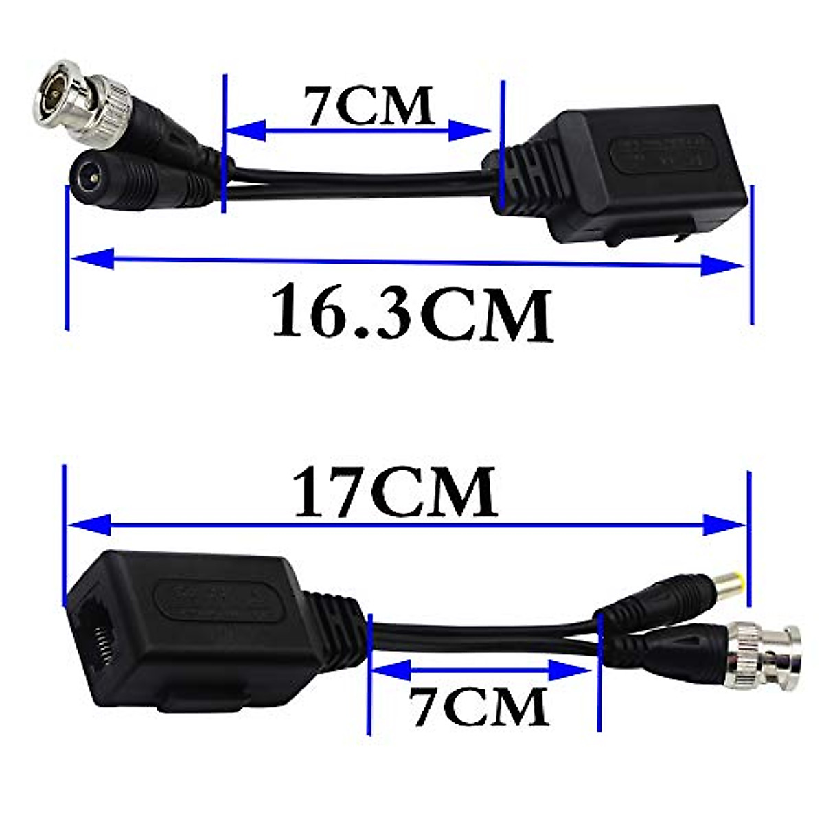 zdyCGTime Balun HD Cat5 RJ45 to BNC Video Baluns transceiver Passive with Power Connector for 720P 1080P 3MP 4MP 5MP 8MP HD-CVI/TVI/AHD/CVBS/960H Camera(2 Pairs)