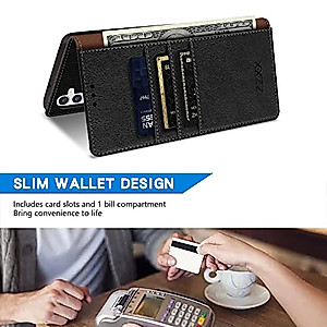 ZZXX Samsung Galaxy A14 5G Wallet Case with [RFID Blocking] Card Slot Kickstand Magnetic Closure Leather Flip Fold Protective Phone Case for Samsung Galaxy A14 5G Case Wallet(Black-6.6 inch)