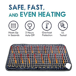 DAILYLIFE Heating Pad 20"x24" for Pain Relief, Microplush Electric Heating Pads with 6 Heat Settings, Fast-Heating Technology, Auto Shut Off, Great for Back, Neck, and Cramps, Deep Blue