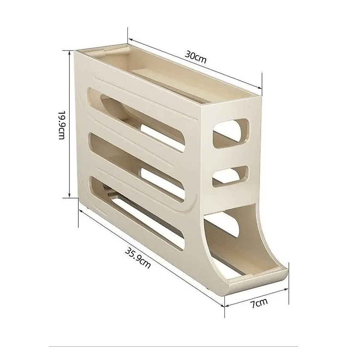 Egg Holder for Fridge - Auto Rolling Fridge Egg Organizer, Space-Saving Egg Dispenser Holder, 30 Eggs, 4 Tiers Fridge Egg Rack Large Capacity Egg Dispenser for Refrigerator (Beige)