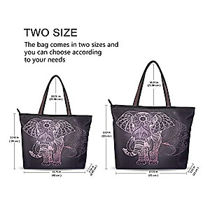 QMXO African Ethnic Elephant Handbags and Purse for Women Tote Bag Large Capacity Top Handle Shopper Shoulder Bag