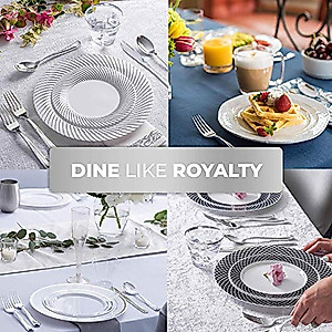 Stock Your Home 125 Disposable Heavy Duty Plastic Spoons, Fancy Plastic Silverware Looks Like Real Cutlery - Utensils Perfect for Catering Events, Restaurants, Parties and Weddings (Silver)