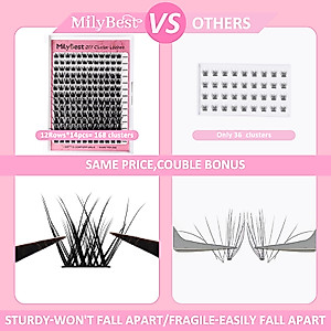 MilyBest Lash Clusters DIY Eyelash Extensions 168 Clusters Lashes Natural Look C D Curl 10-18MM Individual Lashes Cluster Eyelash Clusters Extensions Wispy Eyelashes DIY at Home, H09