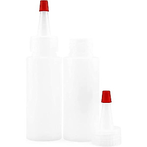 Cornucopia 2oz HDPE Plastic Squeeze Bottles w/Yorker Tips (6-Pack), Empty Refillable Bottles for Arts, Crafts & Kitchen