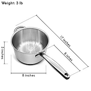 Fortune Candy 4-Quart Saucepan with Lid, Tri-Ply, 18/8 Stainless Steel, Advanced Welding Technology, Dishwasher Safe, Induction Ready, Mirror Finish