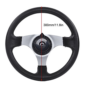 Vomeko Kart Steering Wheel Assembly - Gear Rack Pinion Adjustable Shaft Set with 300mm Steering Wheel Steel Kit for 150cc-250cc Engines Go Kart Steering System Replacement