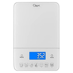 Ozeri Touch III Digital Kitchen Scale with Calorie Counter, 22 lbs (10 kg), White