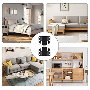 Cionyce 4 Pcs Sectional Couch Connectors, Sectional Sofa Connector Bracket Universal Sofa Interlocking Connector with Screws for Couch, Loveseat, Chair, Recliner(Black)
