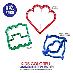 Colorful Sandwich Cutter Shapes, Multi Colors and Cute Design Sandwich Cutters That Your Kids Will Love, By Exultimate (Set of 7)