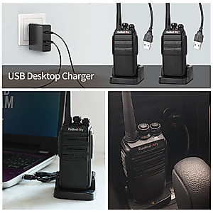 Radioddity GA-2S Long Range Walkie Talkies for Adults UHF Two Way Radio Rechargeable with Micro USB Charging + Air Acoustic Earpiece with Mic + Programming Cable, for School Retail Business (6 Pack)