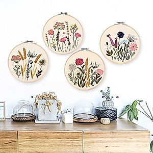 REEWISLY Embroidery Kit for Beginners 4 Sets, Hand DIY Cross Stitch Kits,4 pcs Embroidery Hoop,4 pcs Plants Flowers Embroidery Patterns and Threads,Easy for The Embroidery Beginners to Learn…