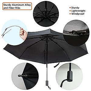 Chioee Lightweight Folding Umbrellas,Compact Manual Open/Close Super Water Repellent Travel Umbrella, UPF50+, Strong 8 Ribs Aluminum Alloy & Fiber Windproof Frame