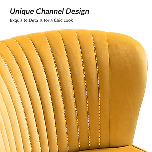 HULALA HOME Velvet Loveseat Sofa with Gold Legs, Mid-Century Modern Upholstered Love seat Couch, Tufted Small 2-Seat Sofa Armless for Living Room, Bedroom, Apartment Small Spaces, Mustard