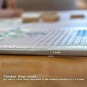 SUVELB Foldable Baby Play Mat - Reversible, Extra Large, Thick Foam Crawling Playmats for Infants, Toddlers, Kids - Waterproof Indoor Outdoor Tummy Time Floor Activity Mat (79 x 71 x 0.6 inches)