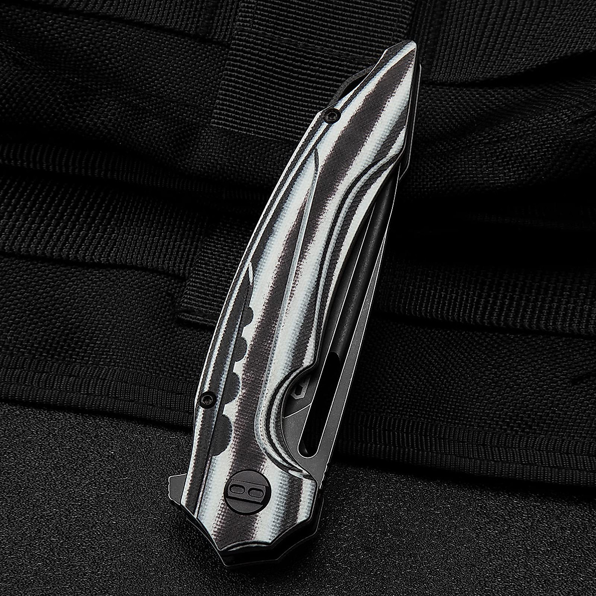 BESTECH KNIVES Pocket Folder Folding Knife: 3.54" N690 Steel Black Blade, Carbon Fiber and G10 Scales, Flipper, Liner Lock, EDC Titanium Clip, BL02D (White 02)