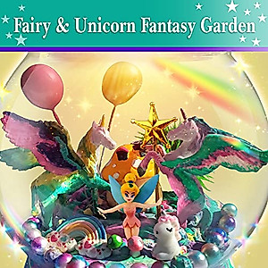 Light-Up & Paintable Fairy and Unicorn Terrarium Kit for Kids, Birthday Gifts For Girls, Unicorn Toys, DIY Arts & Crafts Presents Stuff for Age 4 5 6 7 8-12 Year Old Girl Gift, Science Clay Activities
