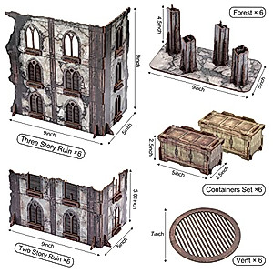 Jucoci Battlezone Creation Kit 36PCS Tabletop Terrain Wargame Terrains Set Compatible with WH40K