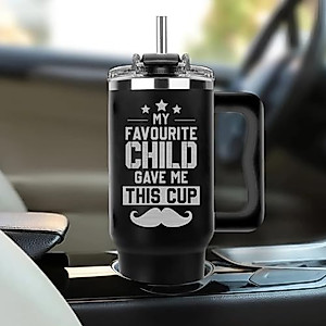 Vivulla68 Father's Day Gift from Daughter or Son - My Favorite Child Gave Me This Cup | Funny Dad Tumbler 40oz with Lid & Straw | Cute Papa Coffee Mug | Insulated Travel Cup for Dad