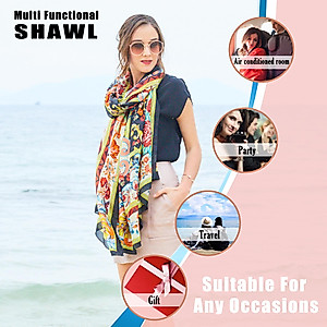 DANA XU 100% Mulberry Satin Silk Summer Travel Scarf Extra Large Women Floral Shawl Oversize Soft Wraps For Evening Dresses