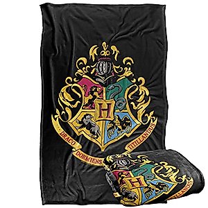 Harry Potter Hogwarts Crest Black Silky Touch Super Soft Throw Blanket 36" x 58",Hogwarts Crest