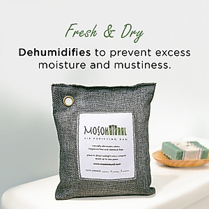 Moso Natural Air Purifying Bag 200g (7.05oz) 3 Pack. A Scent Free Odor Eliminator for Cars, Closets, Bathrooms, Pet Areas. Premium Moso Bamboo Charcoal Odor Absorber. Two Year Lifespan (Charcoal Grey)