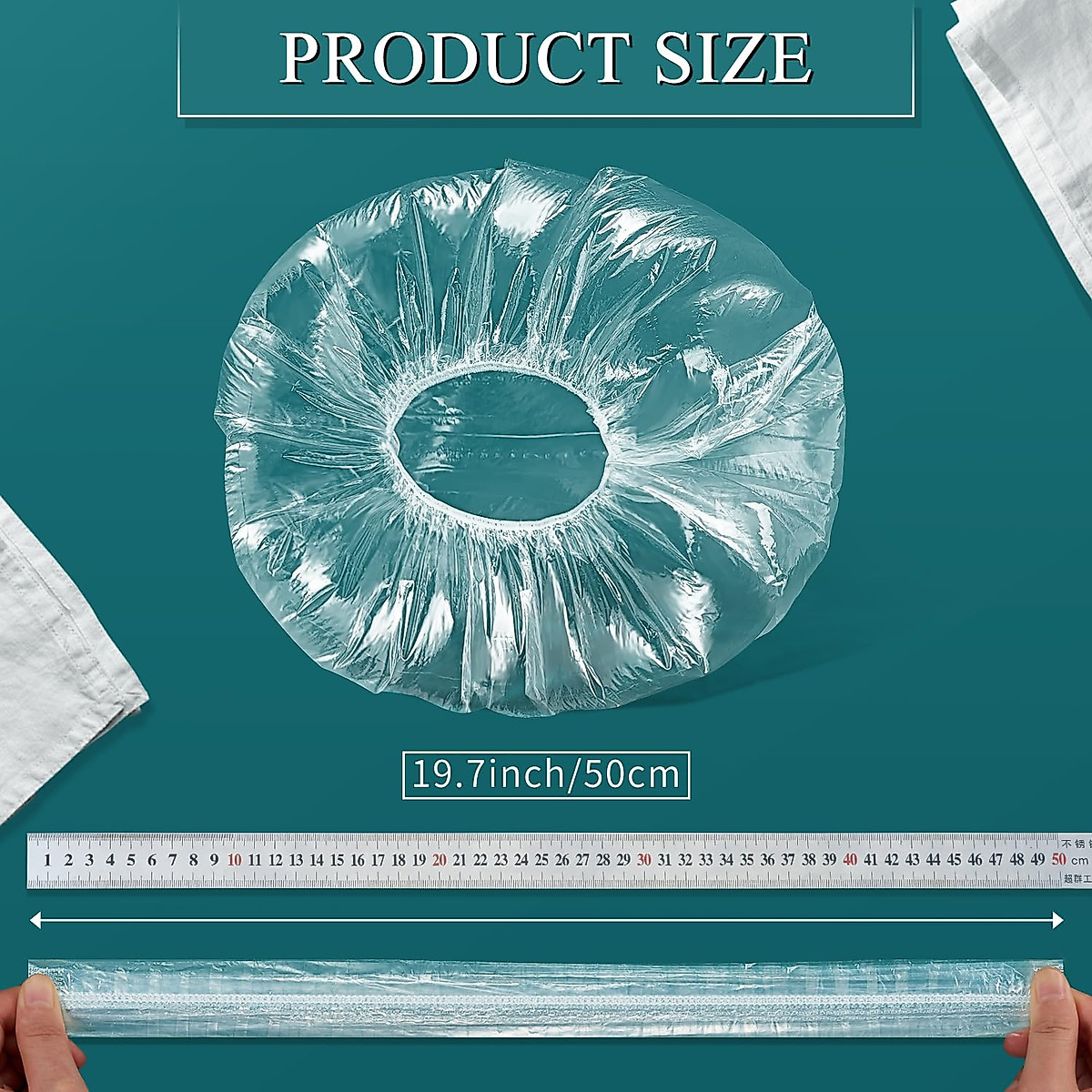 MORGLES Shower Caps Reusable Waterproof, 100 Pcs Disposable Plastic Shower Caps for Women Bathing, Hair Salon Home & Travel Use