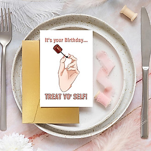 Funny Birthday Card for Her, Manicure Birthday Card for Women, Birthday Gift for Wife Girlfriend, It’s Your Birthday, Treat Yo’ Self