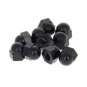 MroMax Acorn Hex Cap Nuts M3 Dome Cap Head Nuts Nylon Hexagon Decorative Crown Cap Locknuts Fasteners for Screws Bolts Black Tone 10Pcs