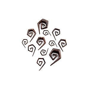 Urban Body Jewelry Pair of 00 Gauge (00G - 10mm) Straight Edge Sono Wood Spirals