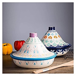 Natural Tagine Casserole Pot Cooking Pot Hand Painted TagineCooking Pot For Cooking And Stew Casserole Slow Cooker Compatible 25Cm 22.5.29