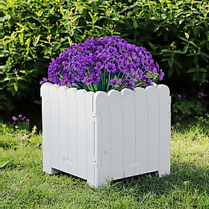 SOFYOURS 16 Bundles Artificial Flowers Purple Outdoor UV Resistant Plant No Fade Fake Flowers for Garden Porch Window Box