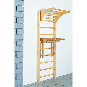 Dani Active Wall Bars with Dip Bars CM-01-220, 87 in Wooden Swedish Ladder Set: Adjustable Pull Up and Dip Bars for Training and Physical Therapy - Used in Homes, Gyms, Clinic, and Schools