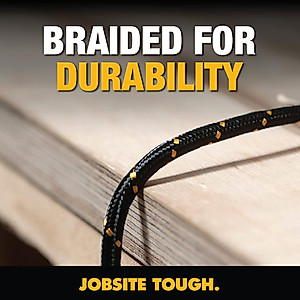 DEWALT Lightning to USB Cable — Reinforced Braided Cable for Lightning — Charger Cord Compatible with iPhone — Apple Compatible Charging Cable… (USB A to Lightning, 10 Foot)