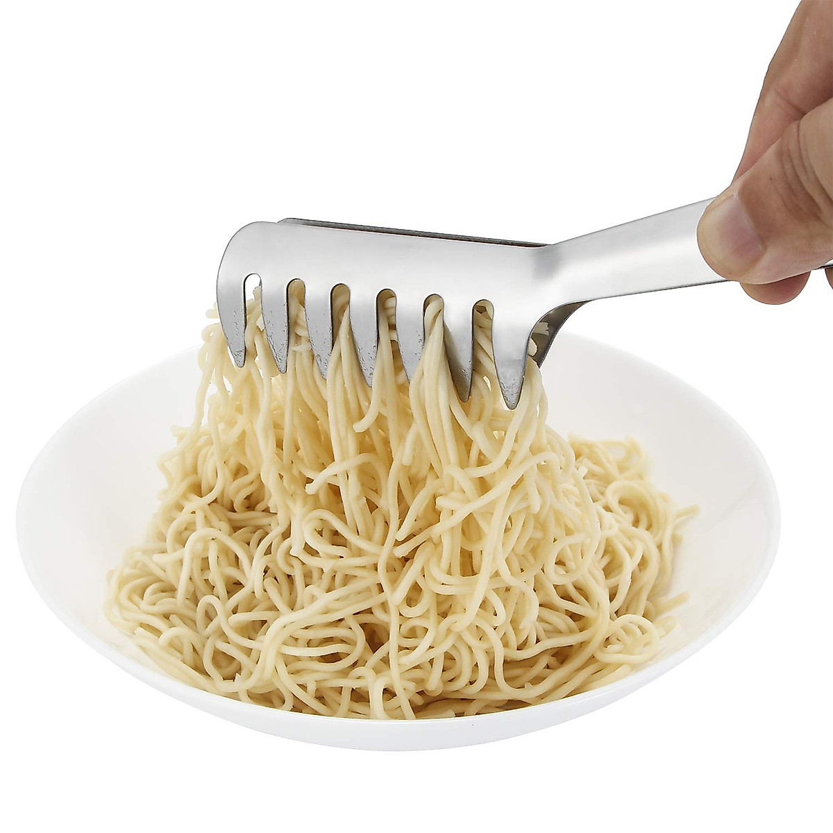 MSY BIGSUNNY Kitchen Pasta Tongs, 8" Stainless Steel Spaghetti Tongs