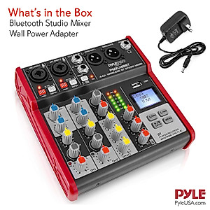 PYLE Studio Audio Sound Mixer Board - 4 Channel Bluetooth Compatible Professional Portable Digital DJ Mixing Console with USB Mixer Audio Interface - Mixing Boards For Studio Recording - PMXU48BT