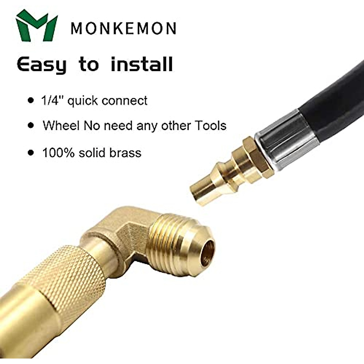 Monkemon Propane Elbow Adapter with Extension Hose, 12FT Propane Quick Connect Hose RV to Grill for Blackstone 17" and 22" Griddle, Lp Quick Connect Hose Rv Grill For Camp Chef Stove Portable Fire Pit