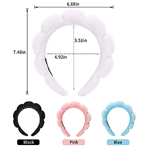 CGBARBER Spa Headbands for Washing Face, Wash Spa Yoga Sports Shower Head Band Terry Towel Cloth Hair Band for Skin Care, Makeup Removal Wrist Washband Hairpin Set (White)