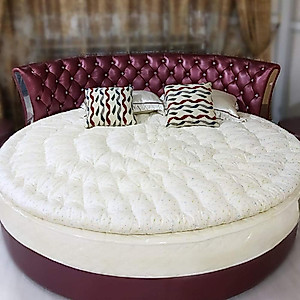 SORECI Soft and Fluffy Round Mattress Topper - Quilted Comfort Pad with 100% Thick Cotton Fill for Healthy Kids Sleeping - Removable and Reversible,3.5kg-Diameter200cm(79inch)