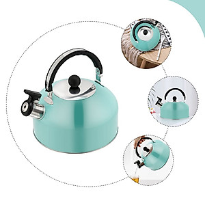 NOLITOY Espresso Machine Stainless Steel Whistling Tea Kettle 1.8L Stovetop Tea Kettle Loud Whistling Teapot Blue Water Kettle for Gas Electric Stovetops, Hot Water Fast to Boil Camping Stove