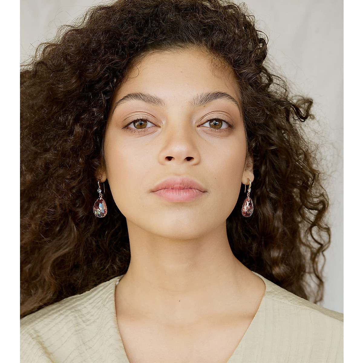 JA.S.JR Crystal Teardrop Earrings Gold Dangle Earrings for Women