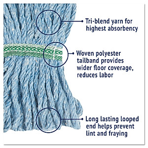 Boardwalk BWK502BLEA 5 in. Headband Super Loop Cotton/Synthetic Fiber Wet Mop Heads - Blue, Medium