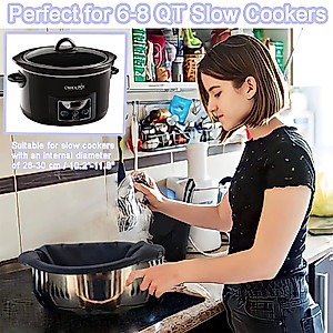 Silicone Slow Cooker Liners,Fits 6-8Quarts Crockpot Leakproof, Easy Clean Bags Liners for Round Pot or Oval (Black)
