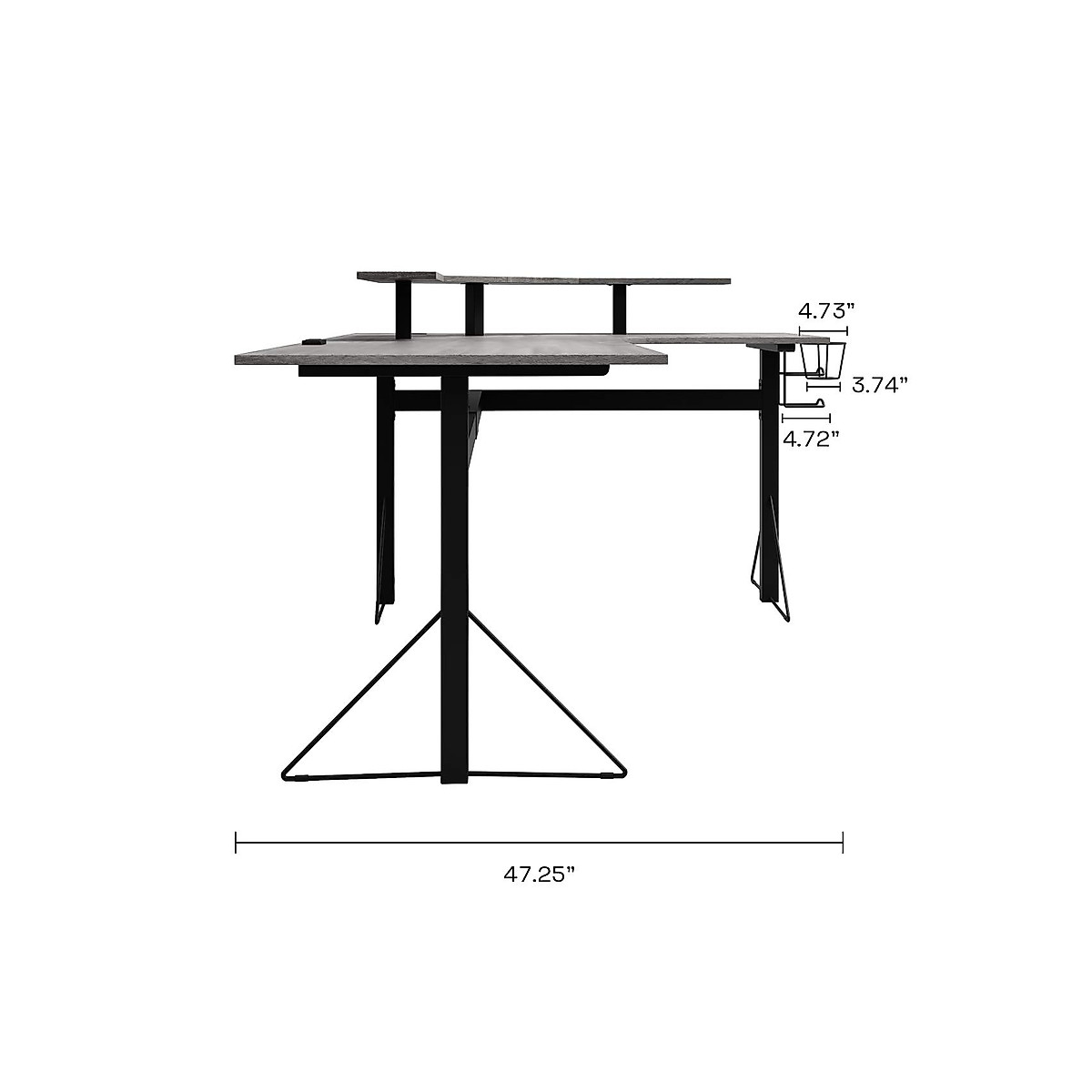 DAR CORE Computer Gaming L-Desk with Power, Gray/Black