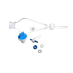 PYREX Pear-Shaped Squibb Separatory Funnel - Borosilicate Glass Funnel with PTFE Product Standard Stopcock & Polyethylene Standard Taper Stopper – Premium Reusable Funnel - PYREX Lab Glassware, 1/Pk